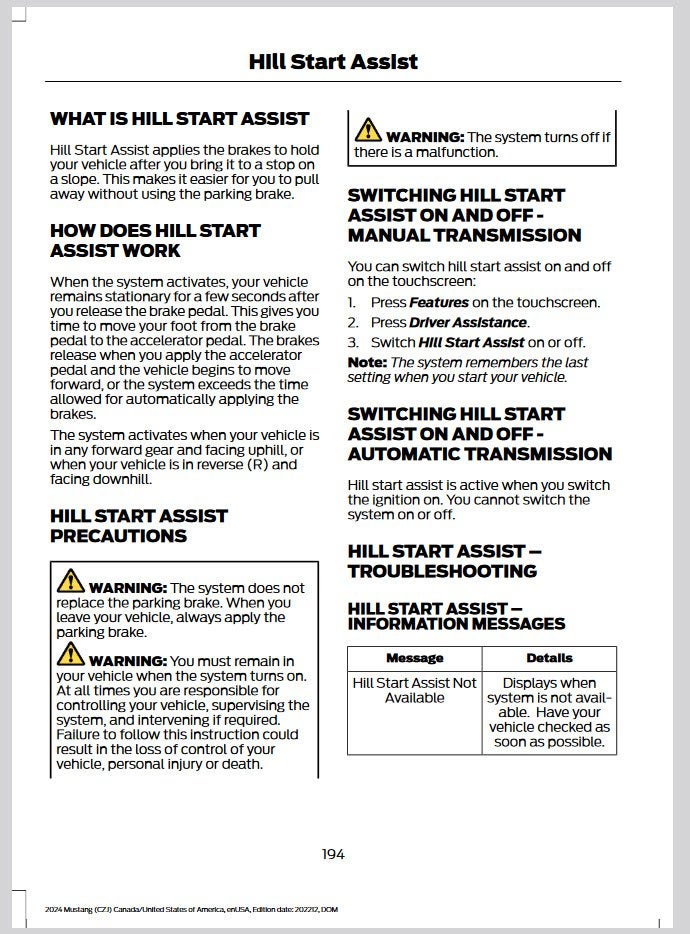 Hill Assist Issue on 2024 Mustang GT | 7th Gen 2024+ S650 Mustang Forum Hill Assist Issue on 2024 Mustang GT | 7th Gen 2024+ S650 Mustang Forum